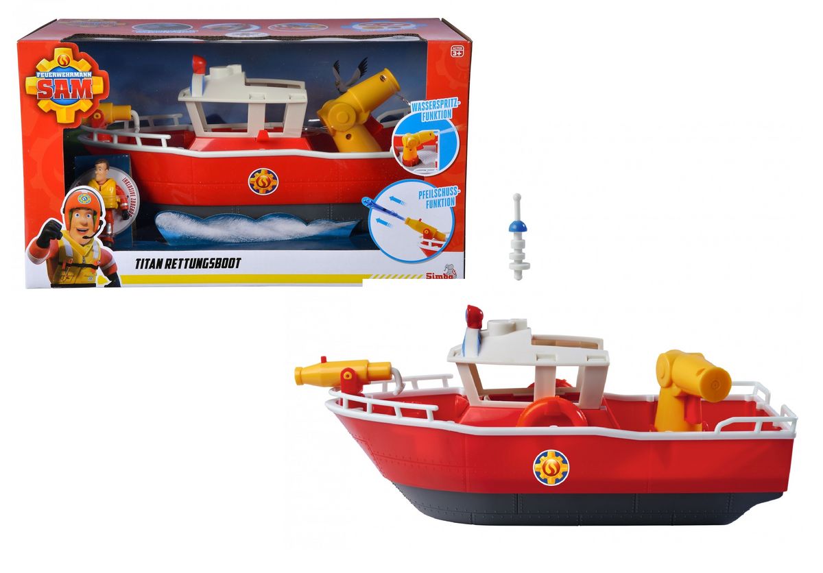 Simba 109252580 - Feuerwehrmann Sam, Titan Rettungsboot mit Figur ...