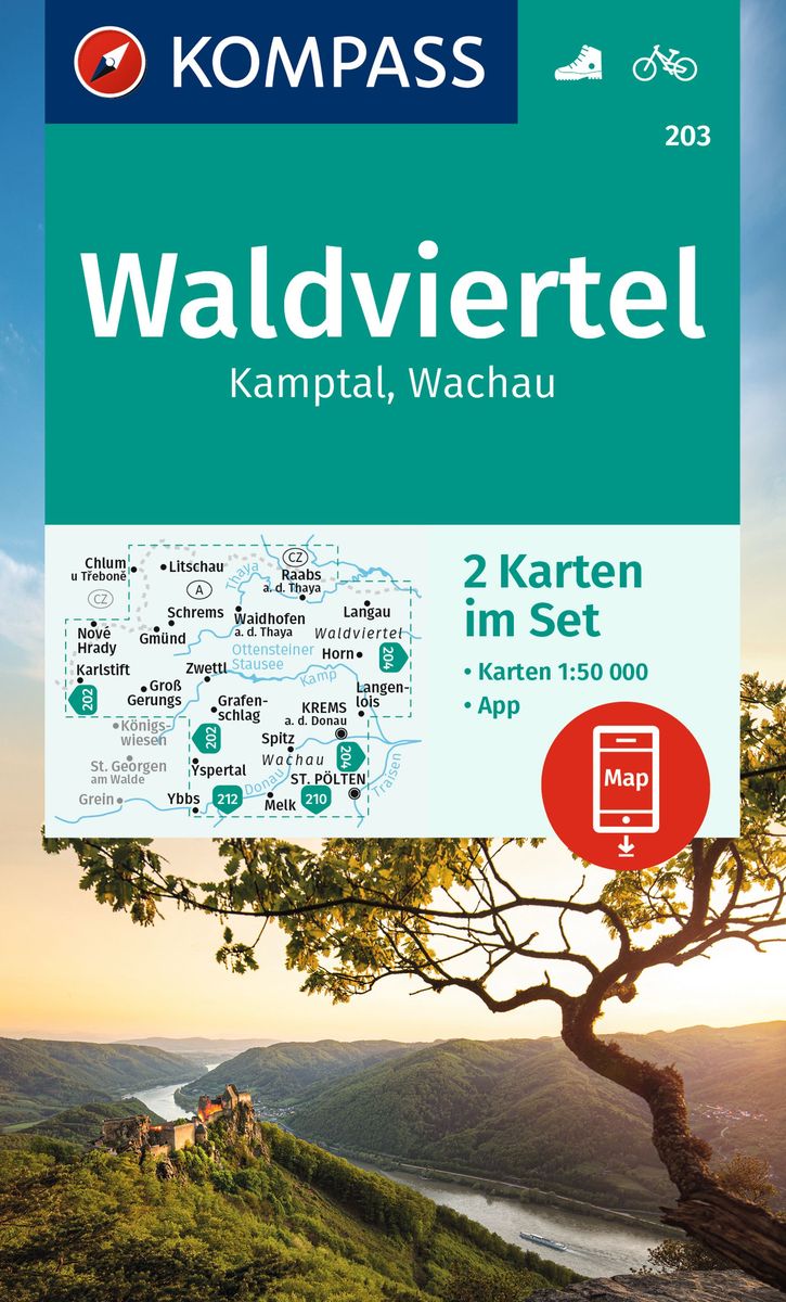 "KOMPASS Wanderkarten-Set 203 Waldviertel, Kamptal, Wachau (2 Karten) 1 ...
