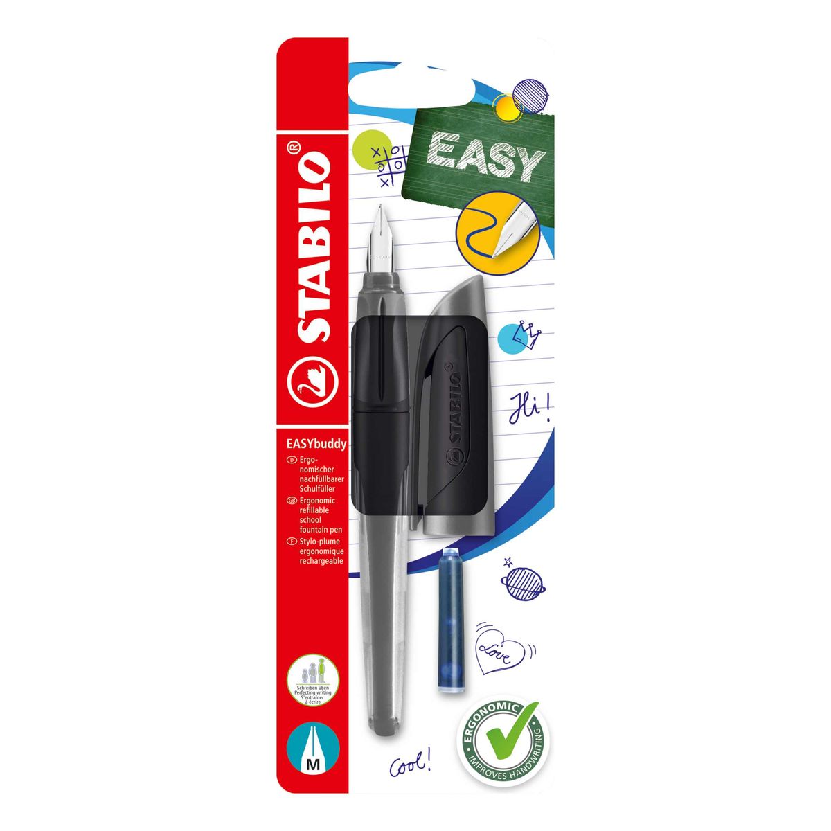 STABILO Füller EASYbuddy Twilight Sky in schwarz/schwarz, blau ...