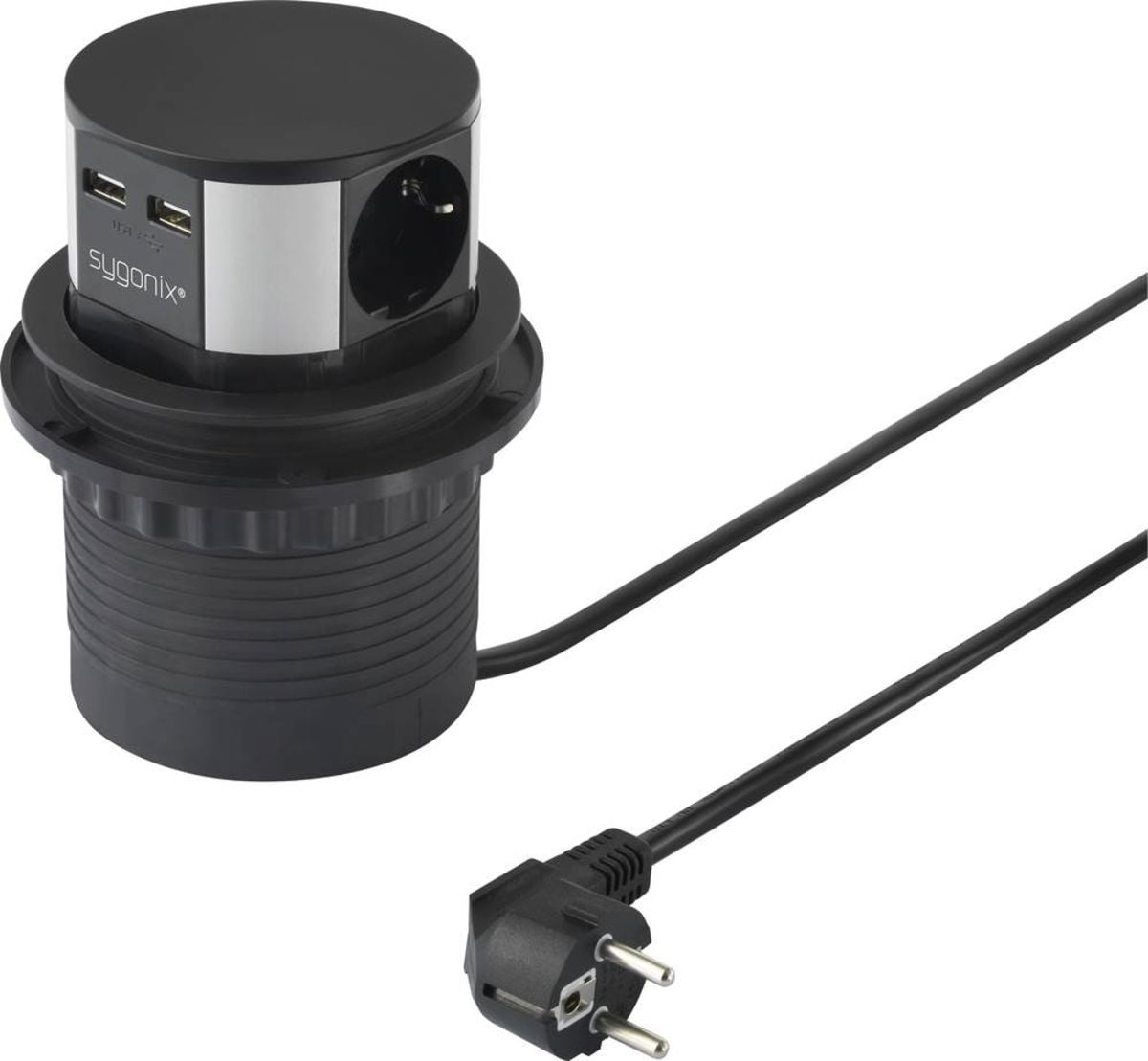 Sygonix SY-4780156 Steckdosenturm Schwarz, Silber Schutzkontakt 1St ...