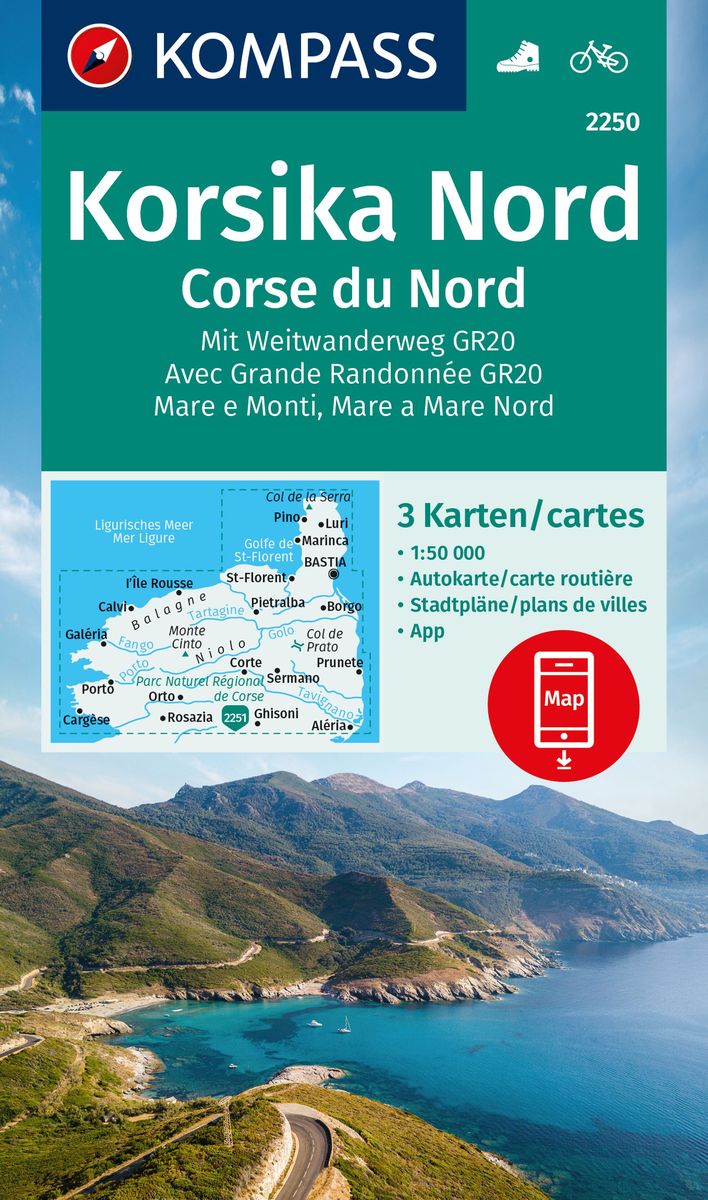 'KOMPASS Wanderkarten-Set 2250 Korsika Nord, Corse du Nord ...