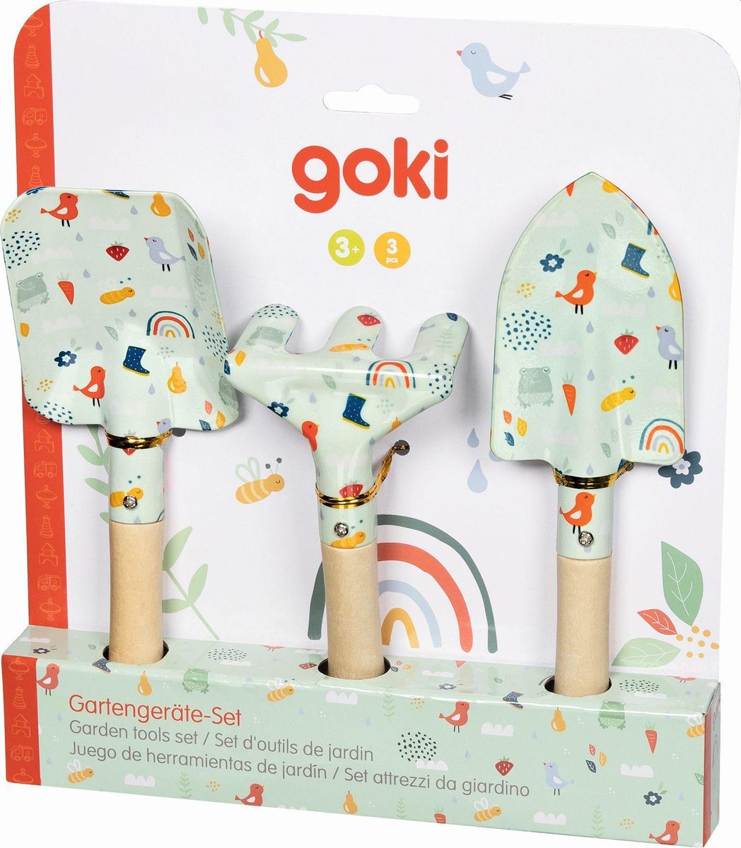 'Goki 63875 - Gartengeräte-Set Frühling, 3-teilig' kaufen - Spielwaren