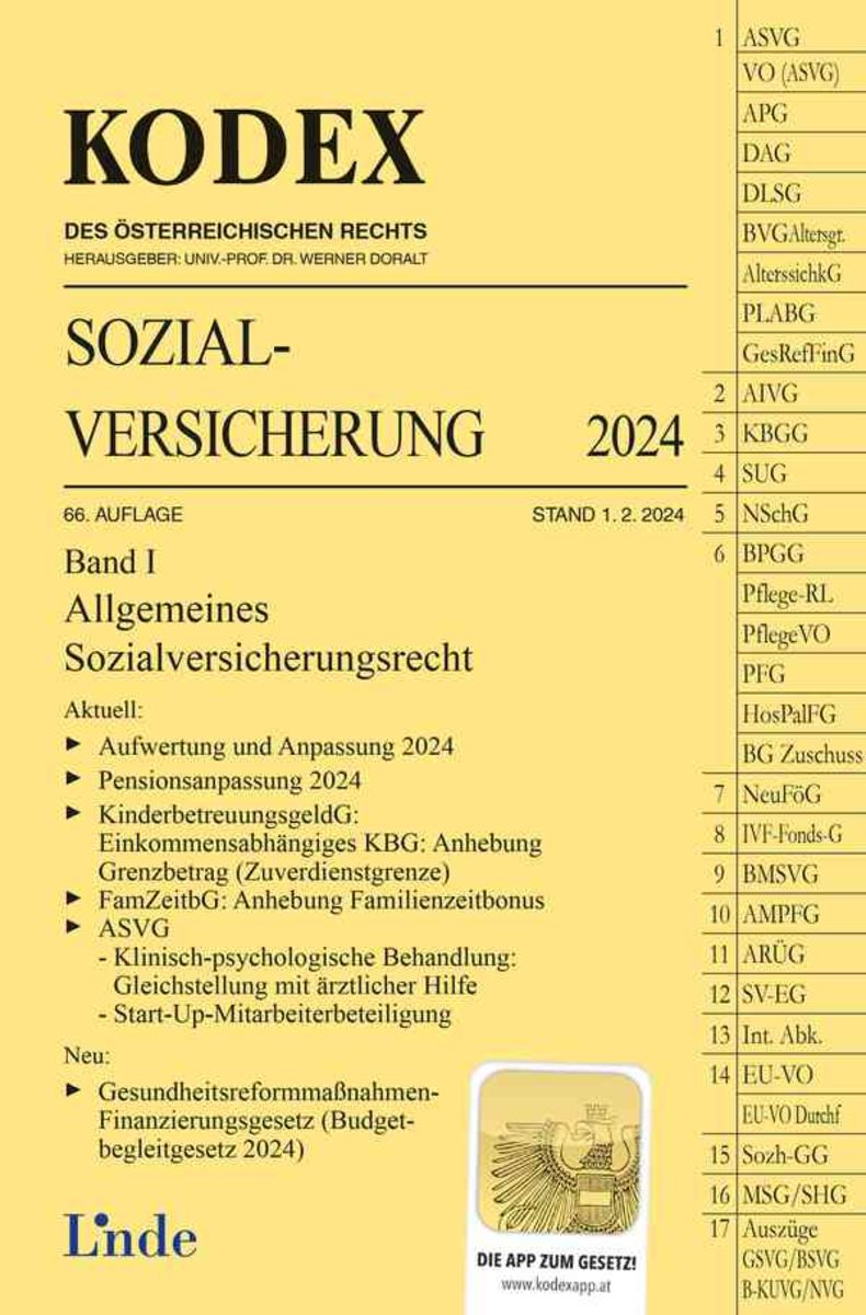 'KODEX Sozialversicherung 2024, Band I' von 'Elisabeth Brameshuber' - Buch - '978-3-7073-4948-1'