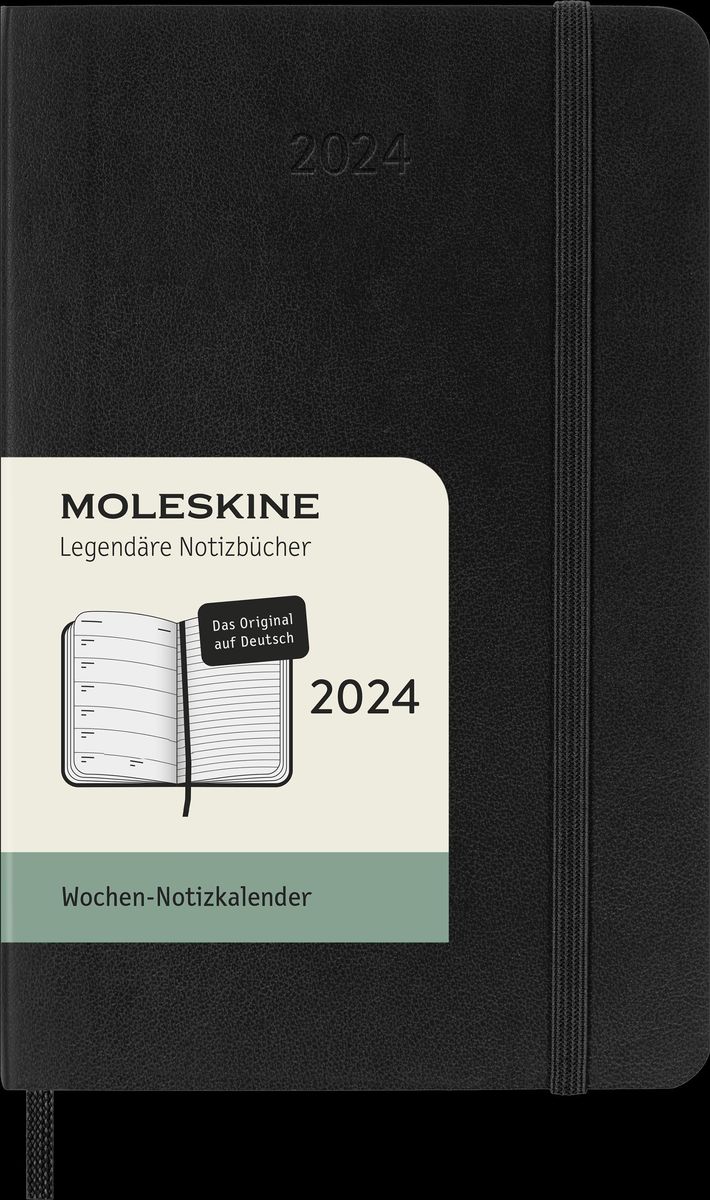 Moleskine 12 Monate Wochen Notizkal. Dt. 2024 A6 Kt Schwarz . Kalender ...