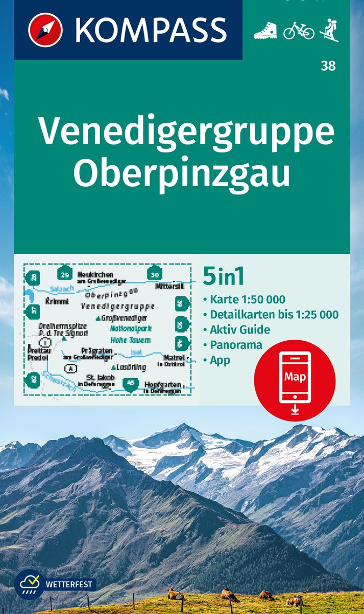 "KOMPASS Wanderkarte 38 Venedigergruppe, Oberpinzgau 1:50.000" online ...