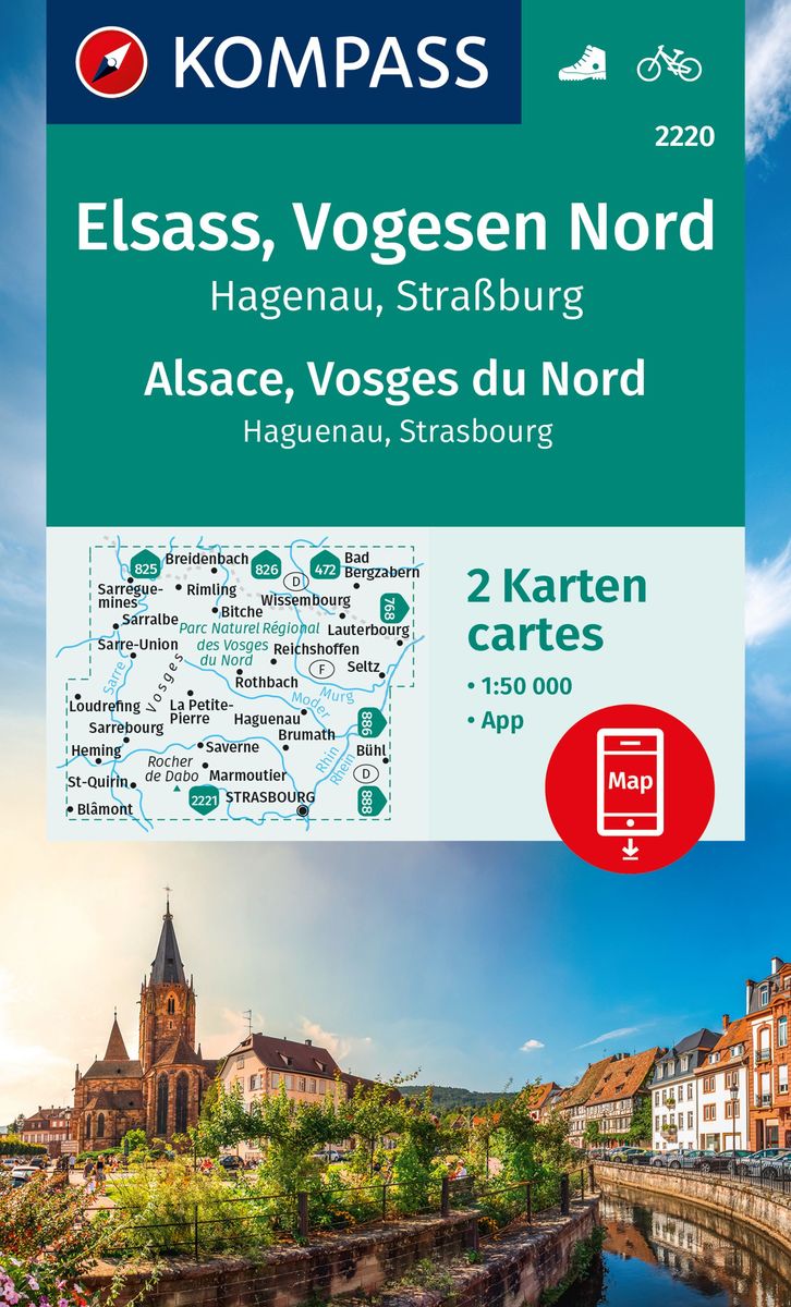 'KOMPASS Wanderkarten-Set 2220 Elsass, Vogesen Nord, Hagenau, Straßburg ...