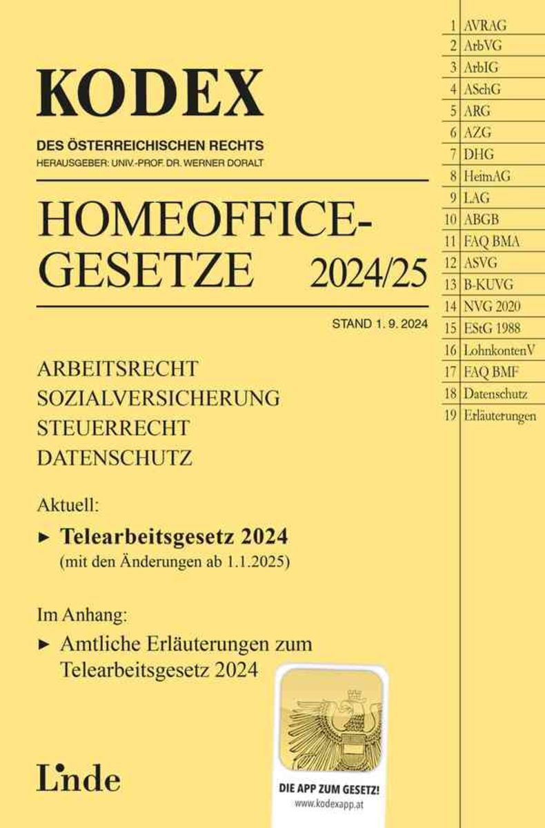 'KODEX Homeoffice-Gesetze 2024/25' von '' - Buch - '978-3-7073-5105-7'