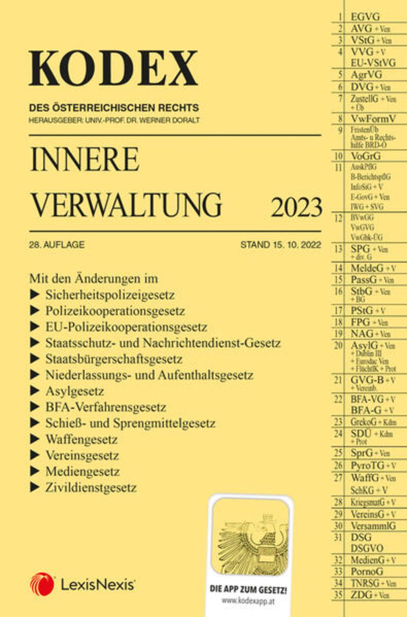 'KODEX Innere Verwaltung 2023 - inkl. App' von '' - Buch - '978-3-7007 ...