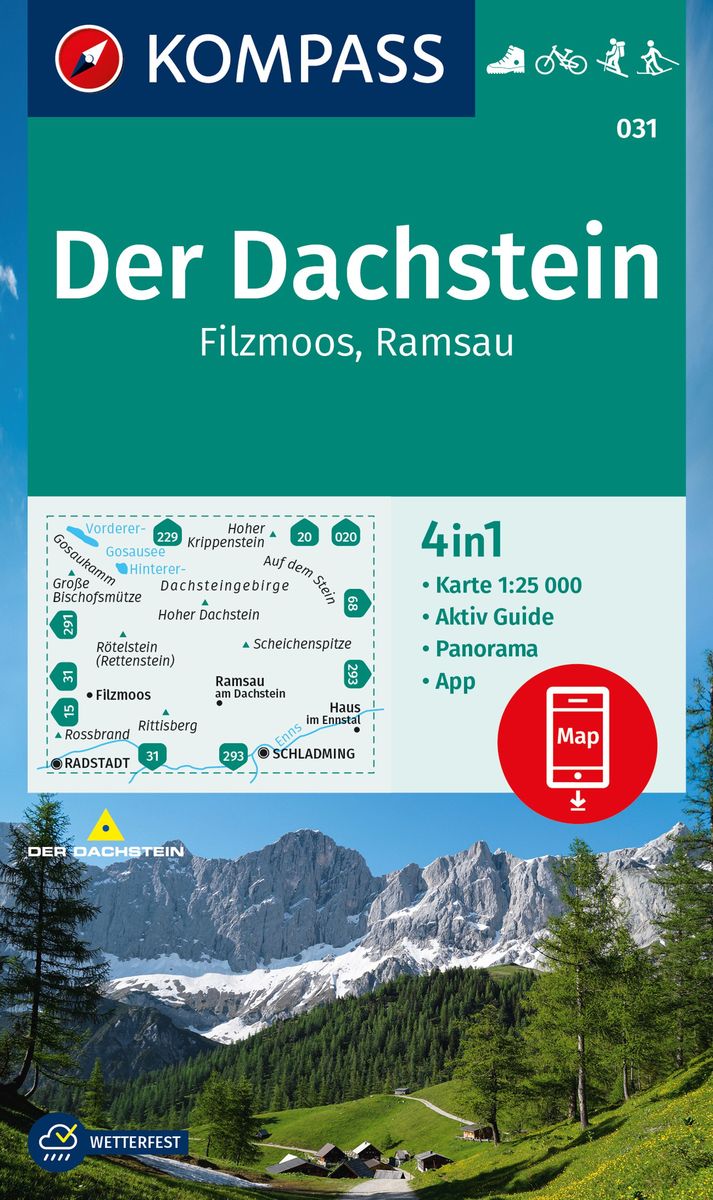 "KOMPASS Wanderkarte 031 Der Dachstein, Ramsau, Filzmoos 1:25.000 ...