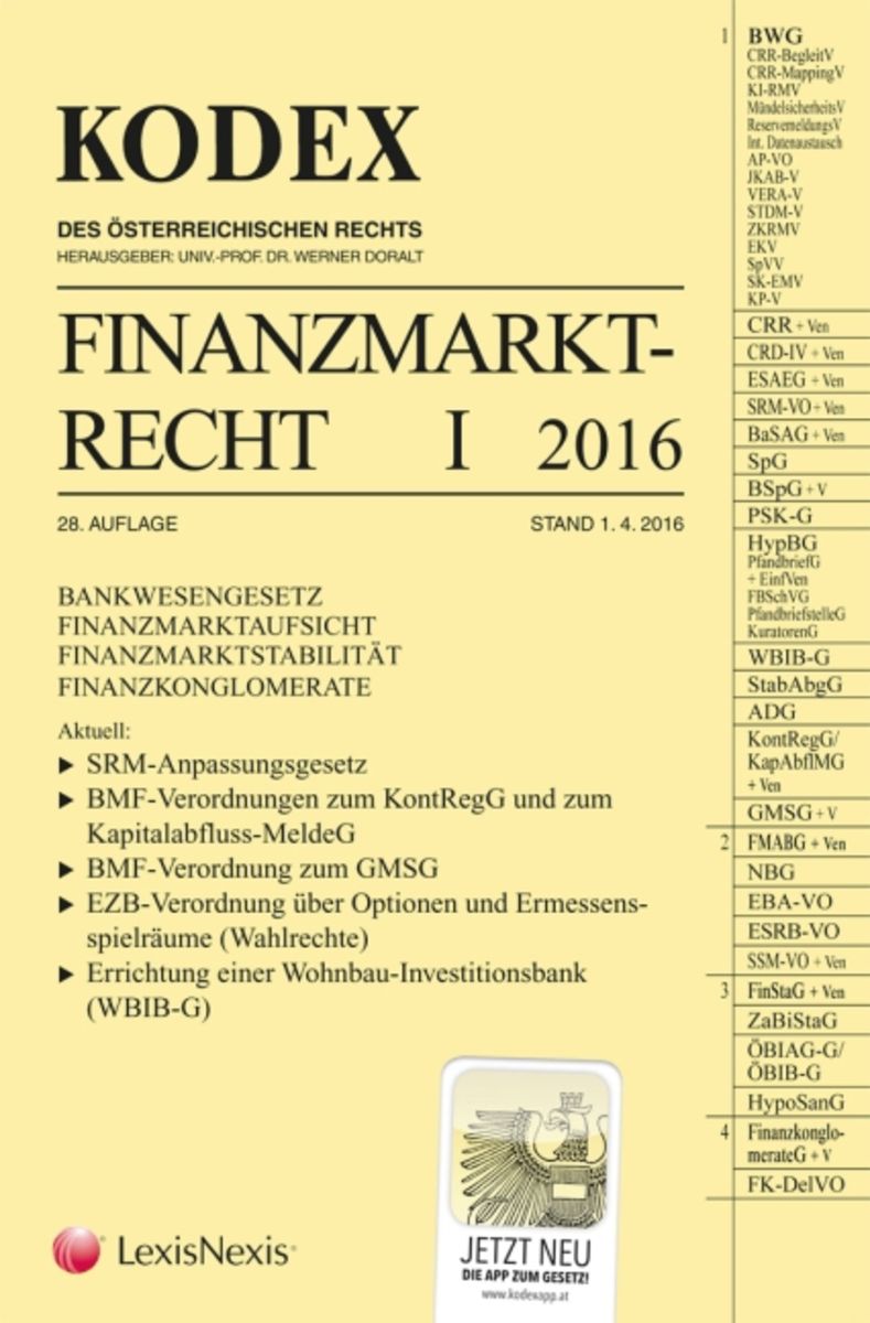 "KODEX Finanzmarktrecht Band I 2016" online kaufen
