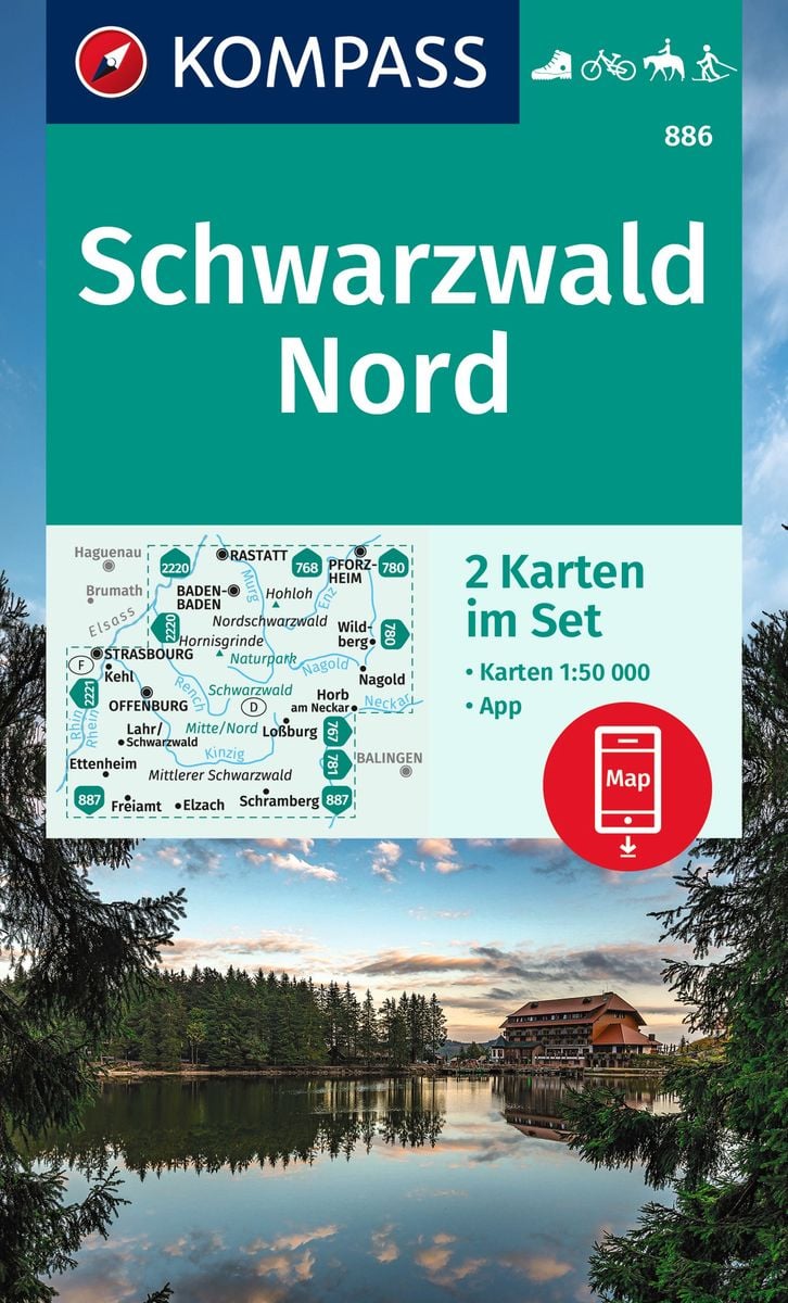 "KOMPASS Wanderkarten-Set 886 Schwarzwald Nord (2 Karten) 1:50.000 ...