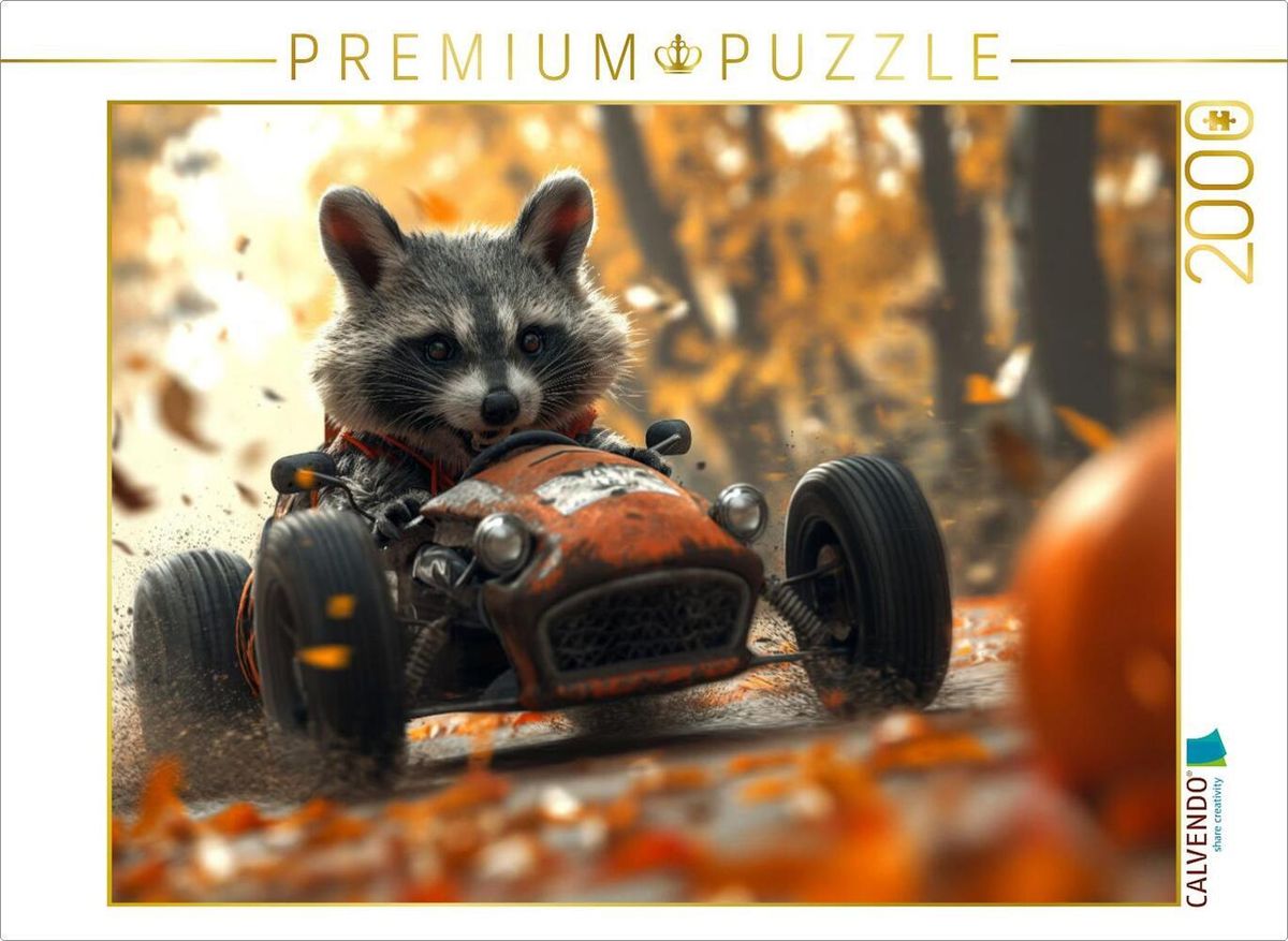 CALVENDO Puzzle Herbstjagd: Der Waschbär am Steuer | 2000 Teile Lege ...