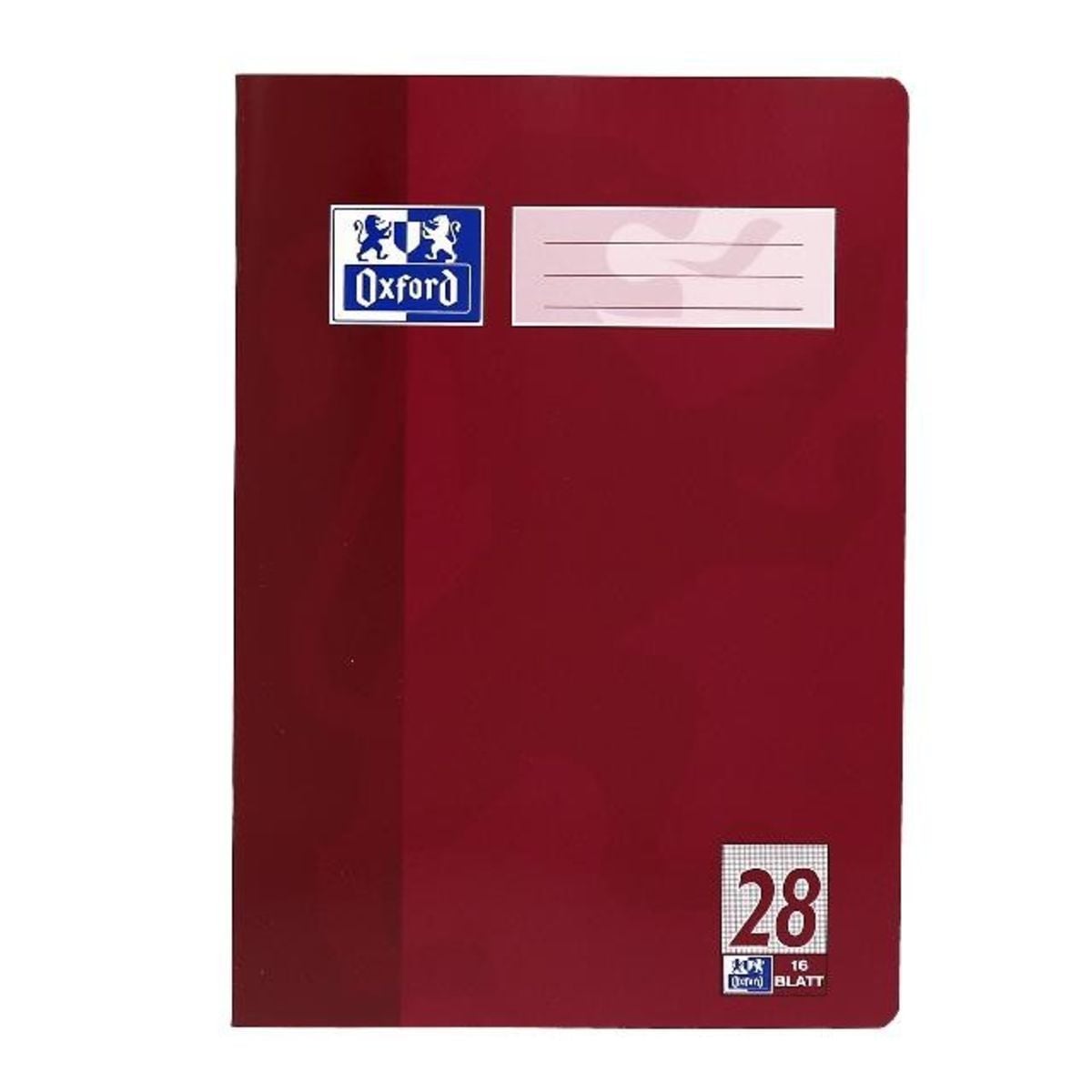 OXFORD Schulheft A4, 16 Blatt, Lineatur 28 (kariert mit Rand links und ...