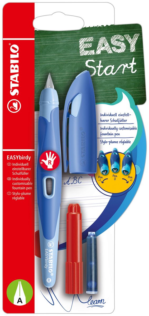 STABILO Füller EASYbirdy pastel Feder A blau/hellblau für Rechtshänder ...