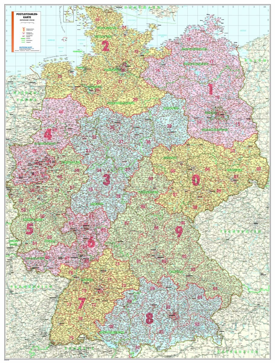 "Postleitzahlenkarte Deutschland als Poster" online kaufen