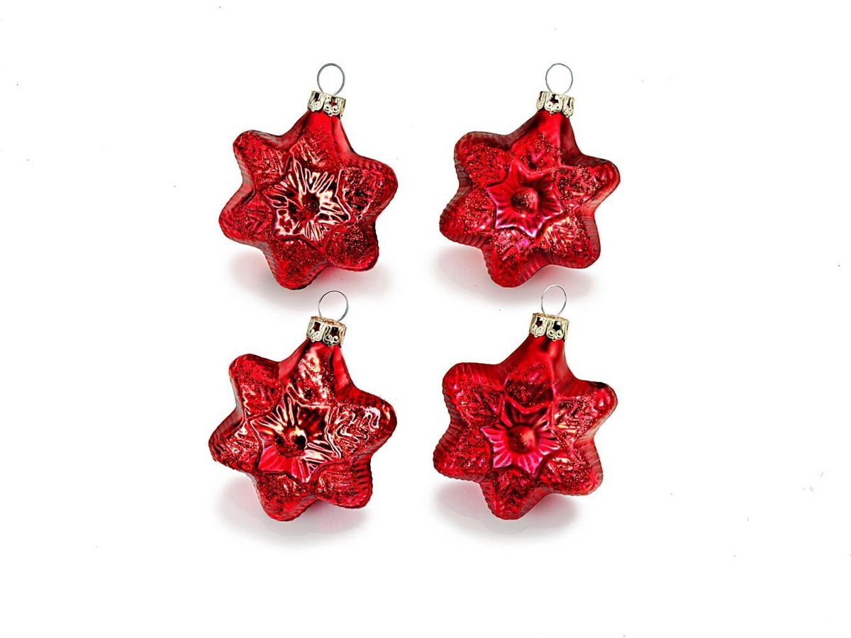 'Blütensterne 6cm, 4er-Set (Farbe: rot glanz / seidenmatt) online bestellen