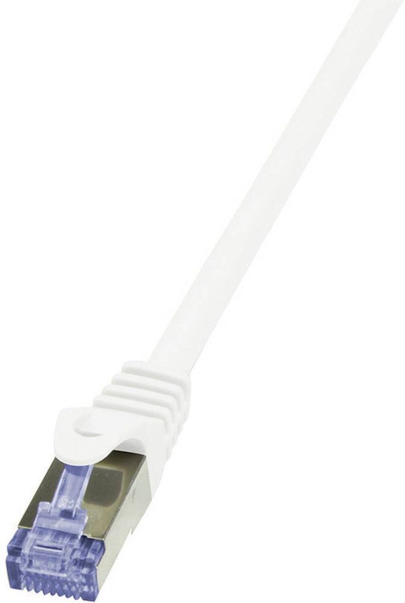 LogiLink CQ3081S RJ45 Netzwerkkabel, Patchkabel CAT 6a S/FTP 7.50 m Weiß Flammwidrig, mit ...